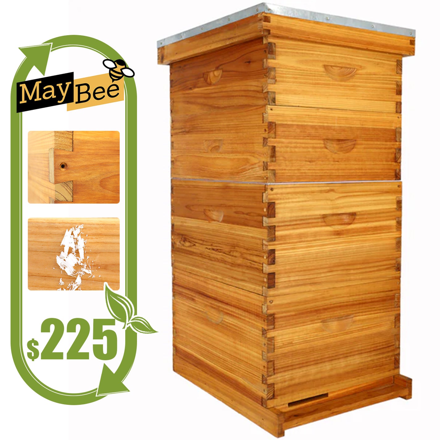 MayBee Hives 10 Frame 4 Layer Wax Coated Langstroth Beehive (NO LOGO ...