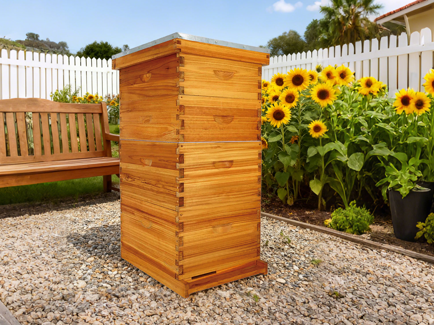 Maybee Hives Wax Coated 8 Frame 4 Layer Bee Hives Include 2 Black Foun