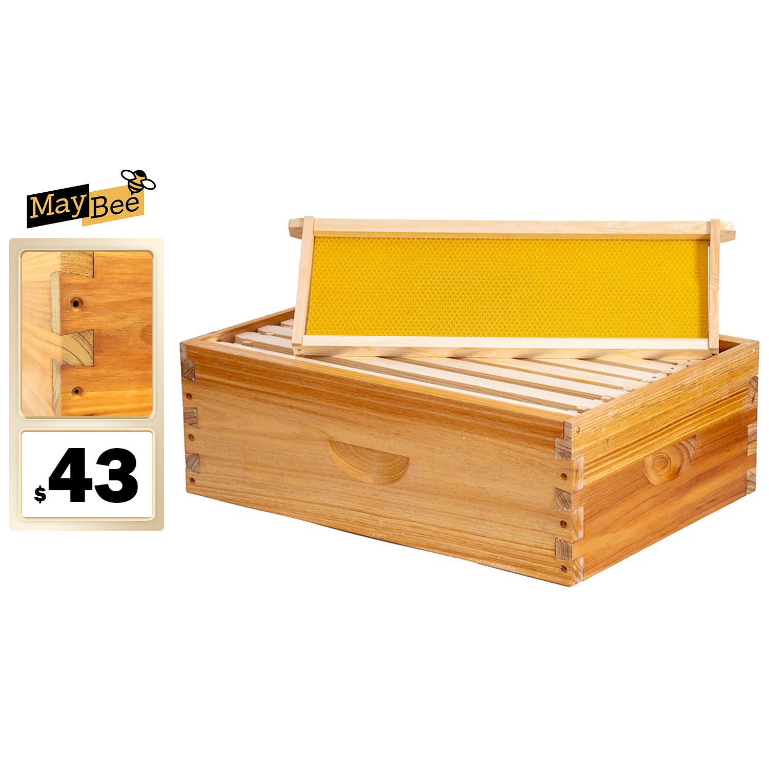 MayBee Hives Assemble 8 Frame Medium Super Bee Box Wax Coated Bee Hives ...