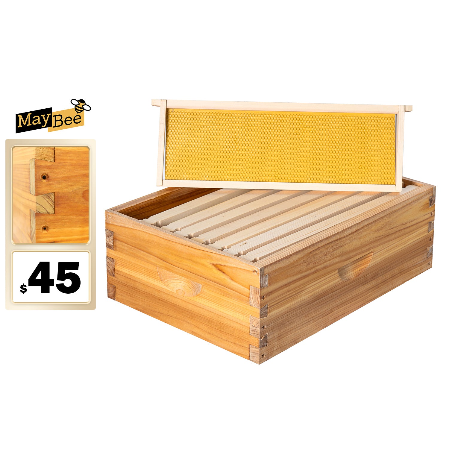 MayBee Hives Unassembled 8 Frame Medium Super Bee Box Wax Coated Bee ...