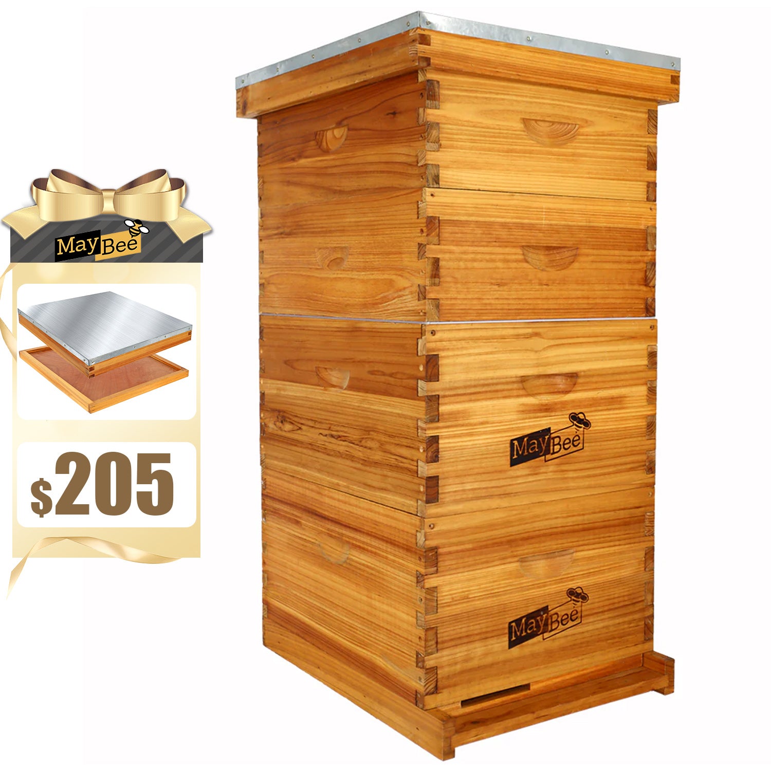 MayBee Hives 10 Frame 4 Layer Beehive Dipped in 100% Beeswax,Include 2 ...
